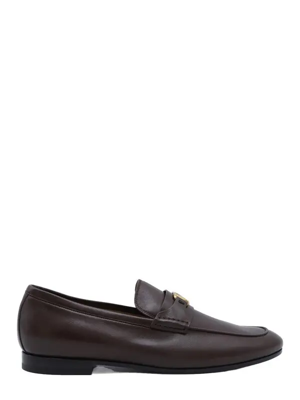 Valentino Garavani Vlogo Signature Loafers In Smooth Calfskin - Brown