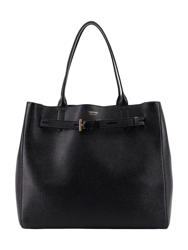 TOM FORD Audrey Small Grained Calfskin Tote Bag - Black