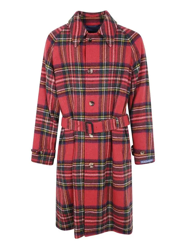 Polo Ralph Lauren Checked Trench Coat - Red