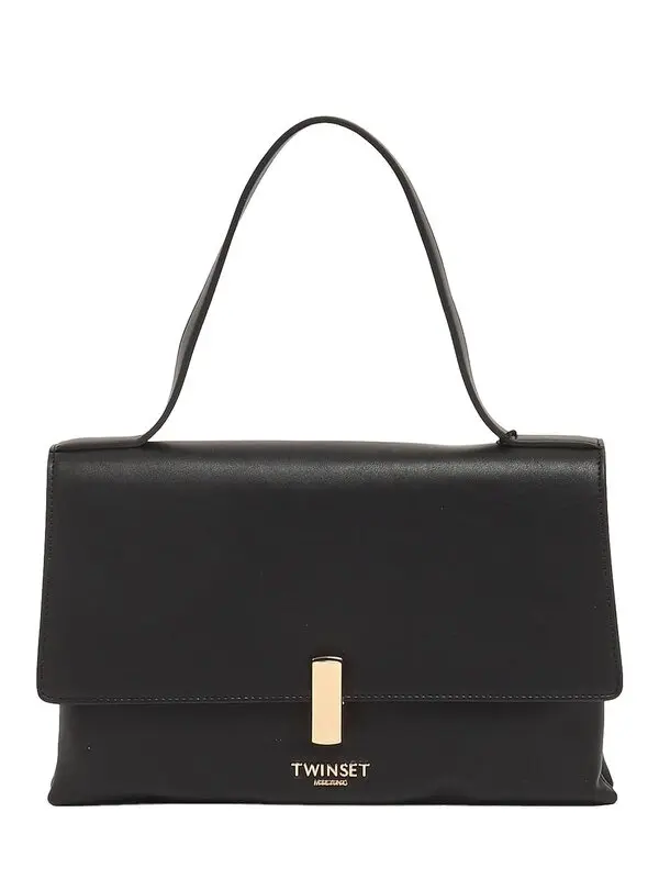 TWINSET Synthetic Leather Bag With Top Handle And Shoulder Strap - Black