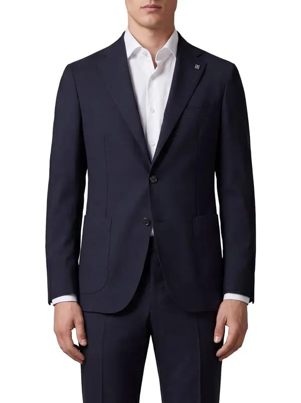 Tagliatore Single-breasted Blazer In Virgin Wool And Silk With Peak Lapels - Blue