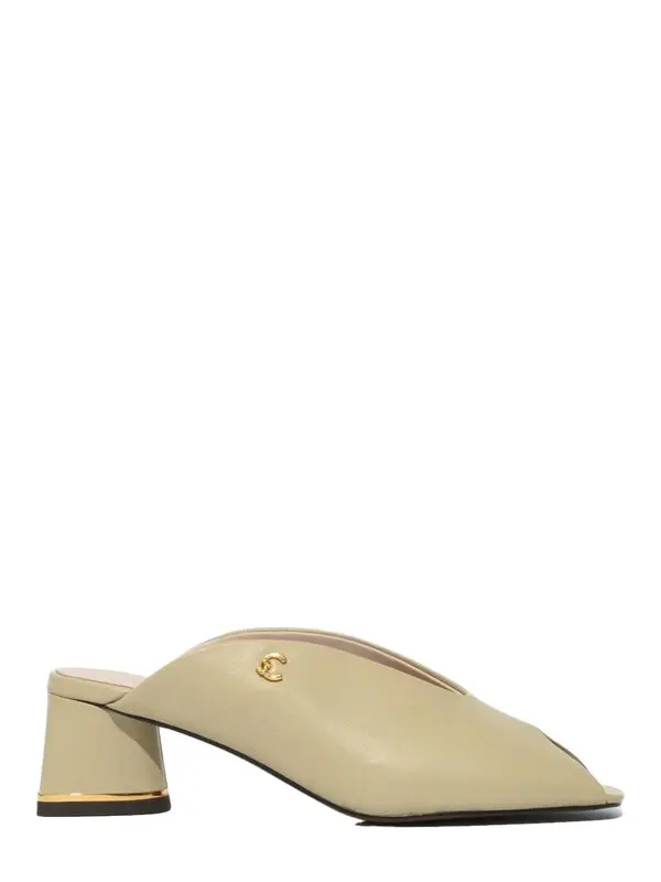 COCCINELLE Leather Mules With Metallic Detail - Beige