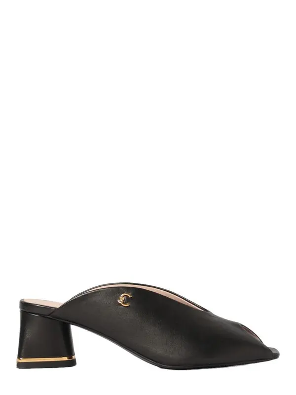 COCCINELLE Leather Mules With Metallic Detail - Black