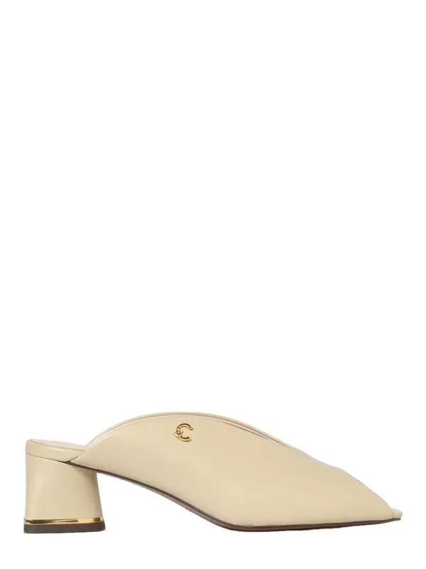 COCCINELLE Leather Mules With Metallic Detail - Sand