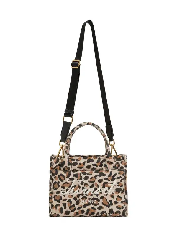TWINSET Cotton Canvas Bag With Animalier Print - Fa01