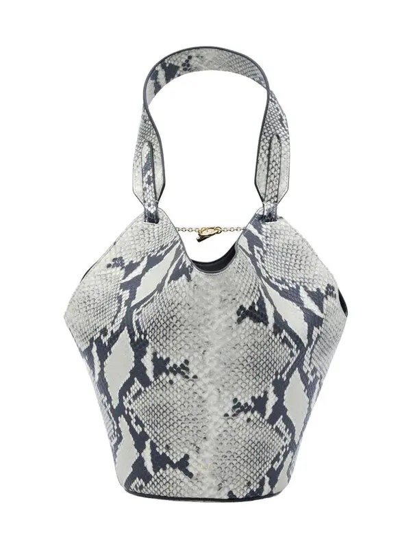 Khaite Lotus Python Print Leather Bag - Black