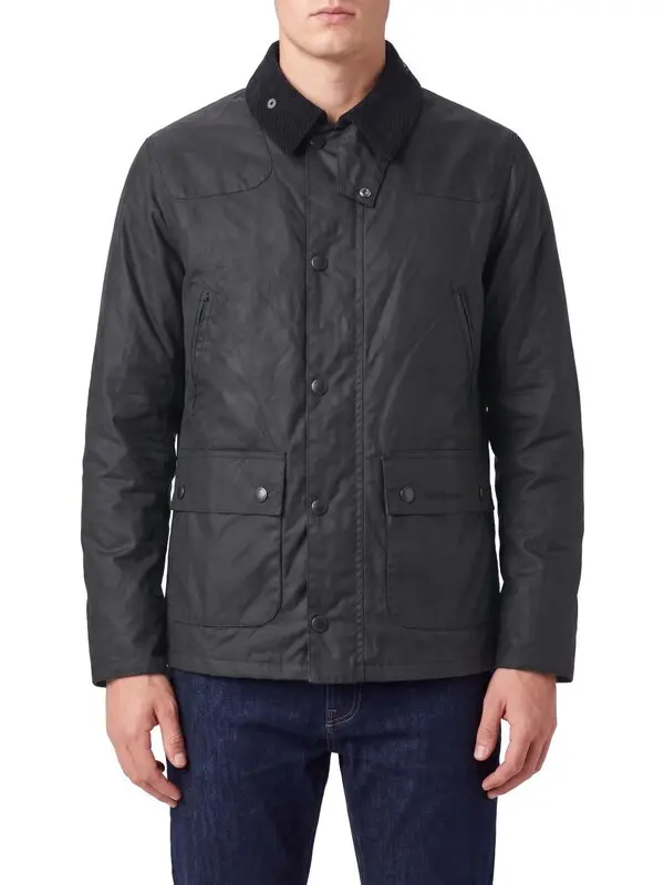 Barbour Waxed Cotton Jacket With Corduroy Collar - Blue
