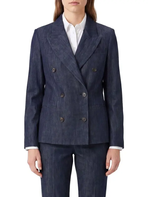 Brunello Cucinelli Double Breasted Denim Jacket - Blue