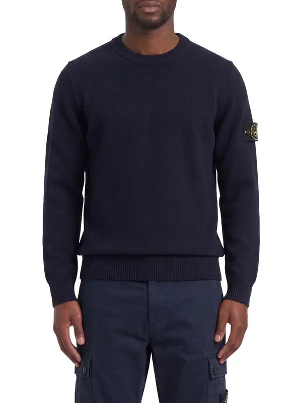 Stone Island Virgin Wool And Cashmere Crew Neck Sweater - Blue