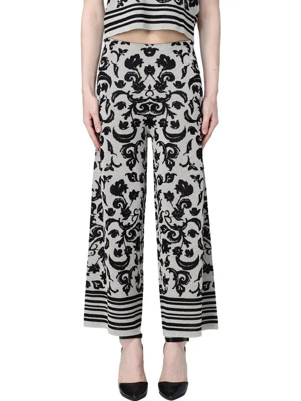 Liu Jo Cropped Trousers With Liberty Motif - Silver