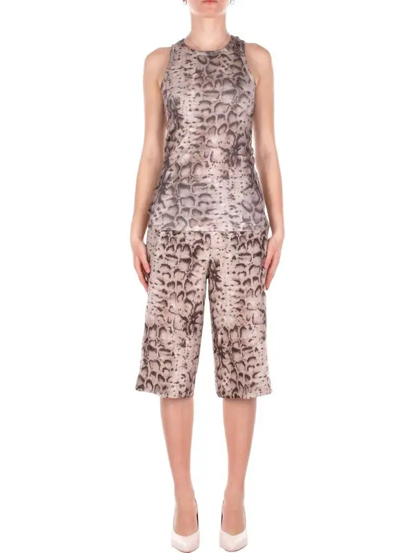 Pinko Printed Linen Off-the-shoulder Top - Beige