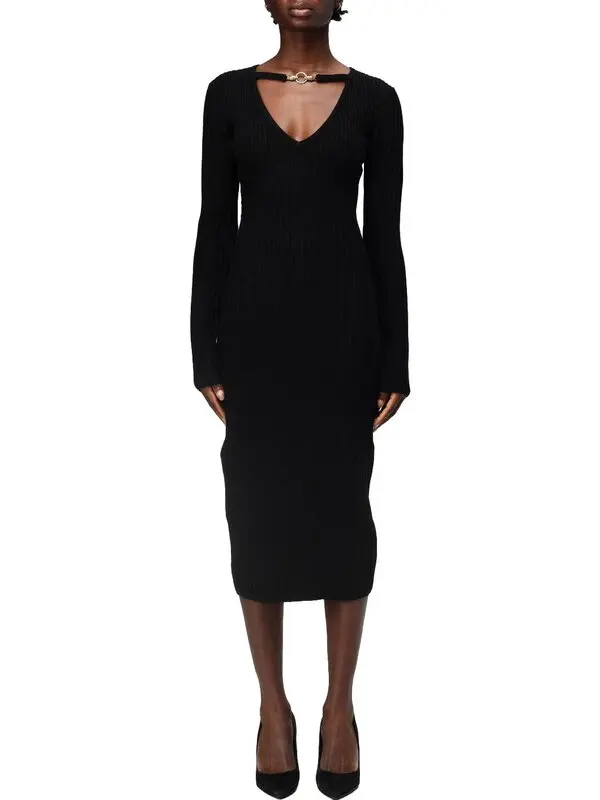Just Cavalli Ribbed Knit Midi Dress With Cut-out Detail - Black