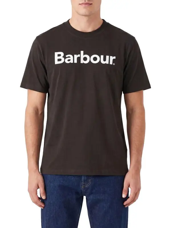 Barbour Crewneck Cotton T-shirt With Front Printed Logo - Green