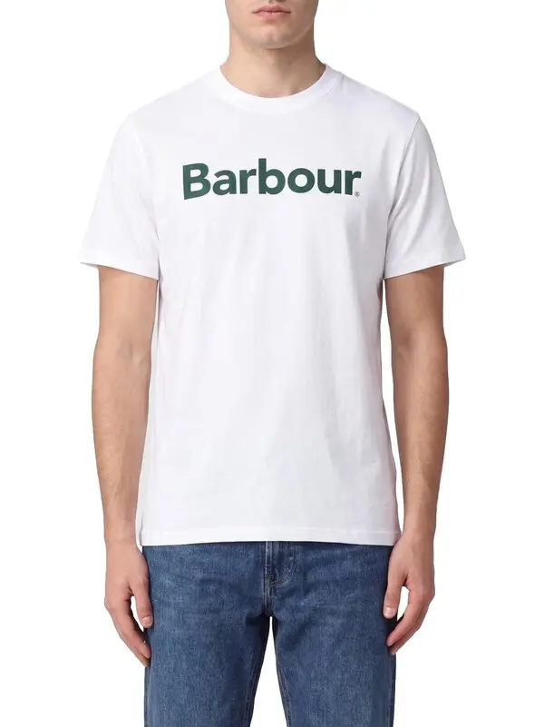 Barbour Crewneck Cotton T-shirt With Front Printed Logo - White