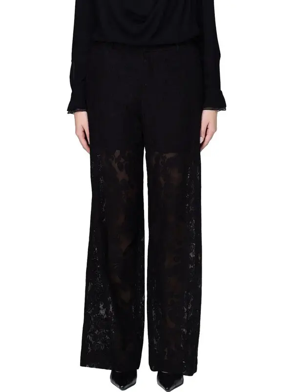 PT TORINO Lace Wide Leg Trousers - Black