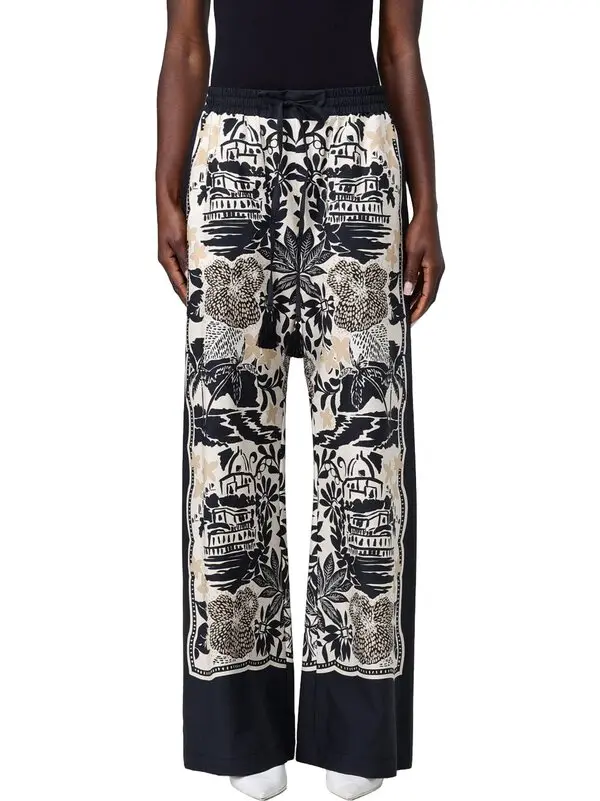 ERMANNO FIRENZE Printed Satin Palazzo Pants - Multicolor
