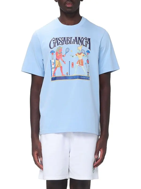 Casablanca Organic Cotton Crew Neck T-shirt With Logo Print - Blue