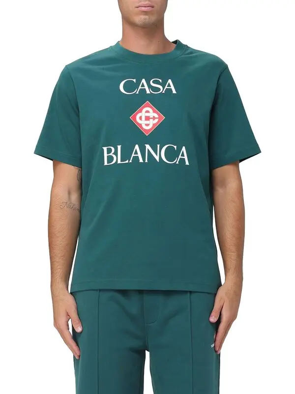 Casablanca Organic Cotton Crew Neck T-shirt With Logo Print - Green