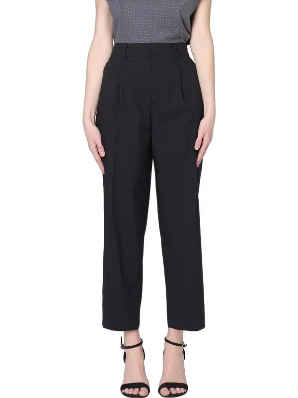 PT TORINO Classic Cotton Blend Cropped Trousers - Black