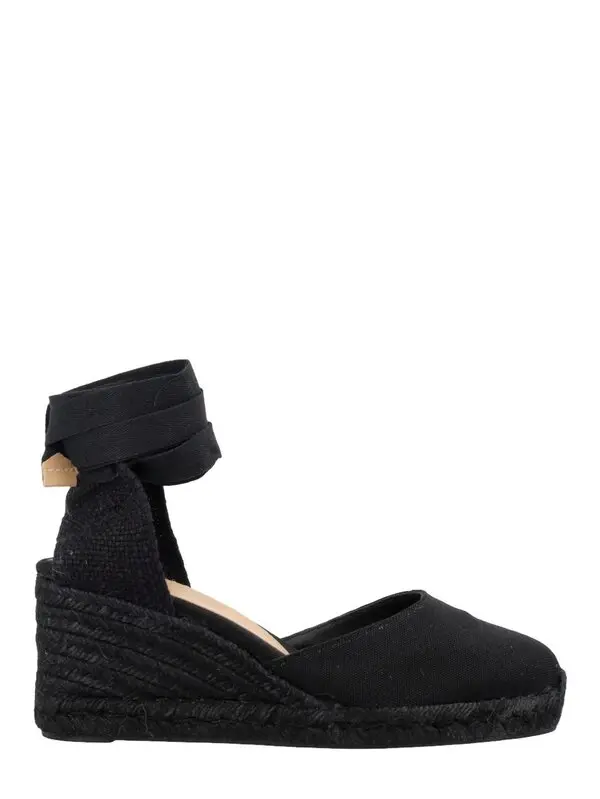 CastaÑer Carina Cotton Canvas Wedge Espadrilles With Tie Fastening - Black