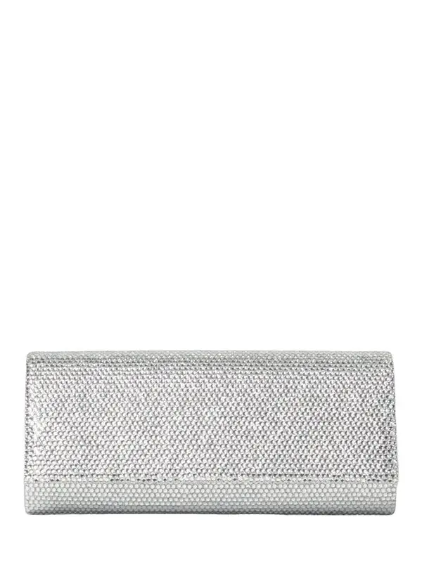 TWENTY FOURHAITCH French75 Glitter Fabric Clutch With Crystals - Silver