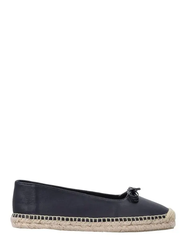 CastaÑer Pax Ribbon Leather Espadrilles - Black