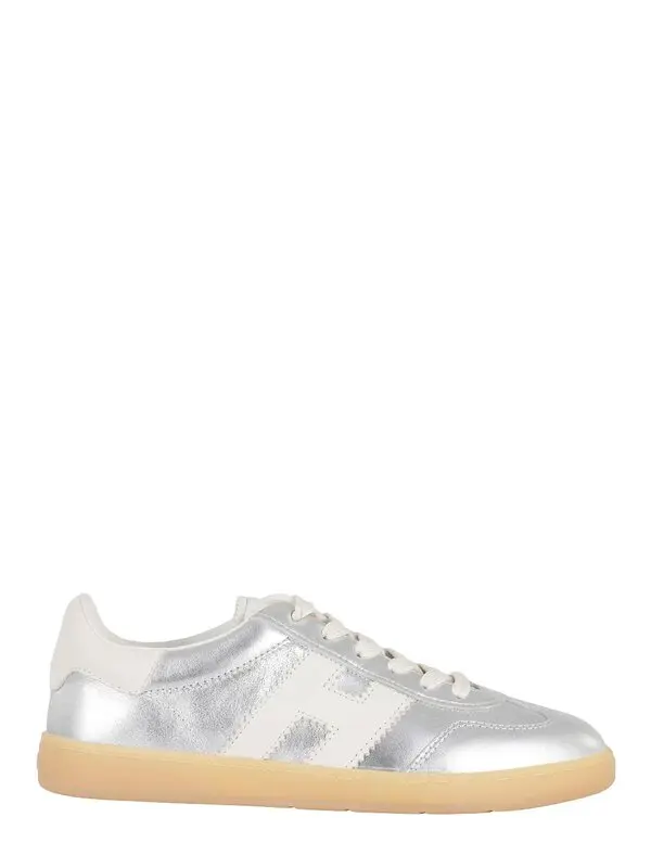 Hogan Laminated Leather Lace-up Sneakers - Silver