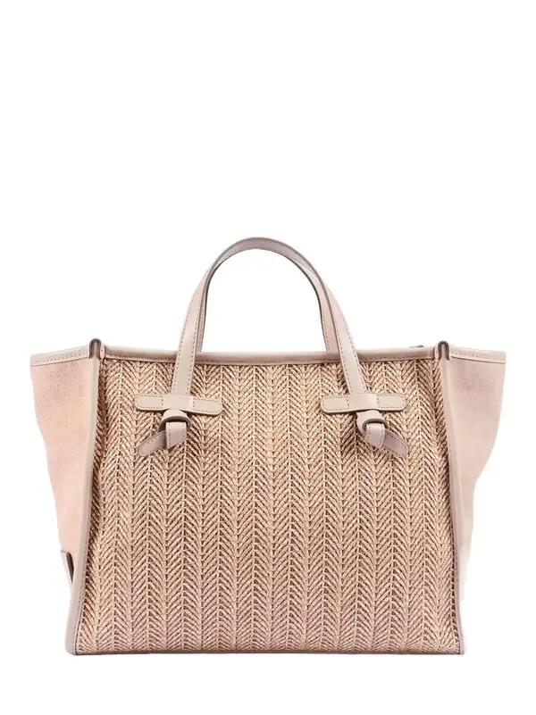 GIANNI CHIARINI Miss Marcella Raffia And Suede Handbag - Beige