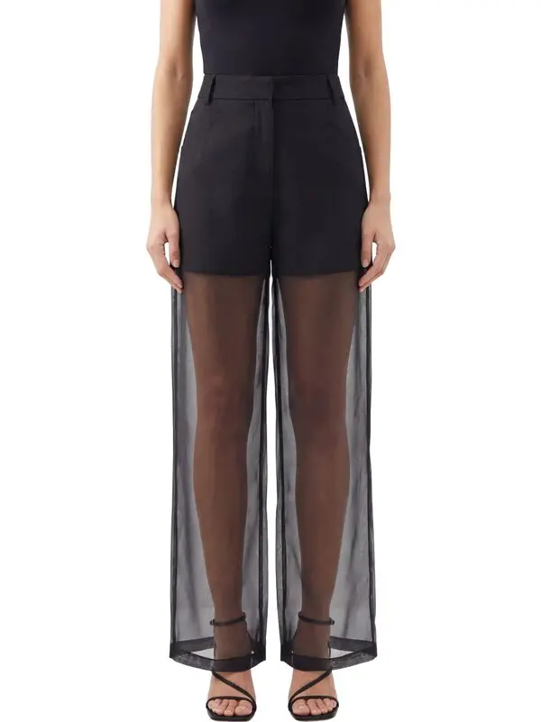 Federica Tosi Wide-leg Tulle Trousers - Black