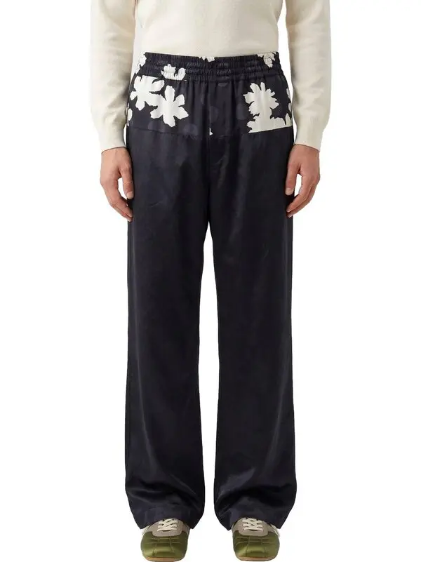Dries Van Noten Floral Print Palazzo Trousers - Black