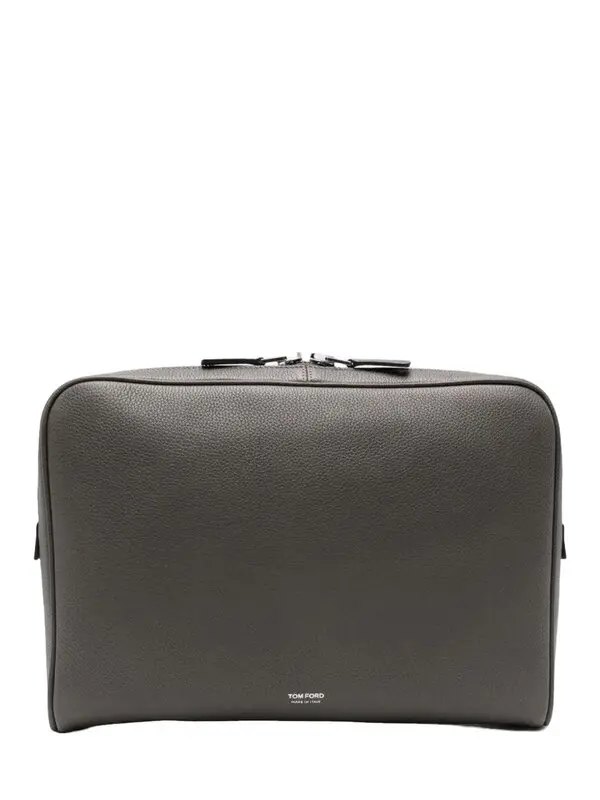 TOM FORD Large Leather Utility Pouch - Grey