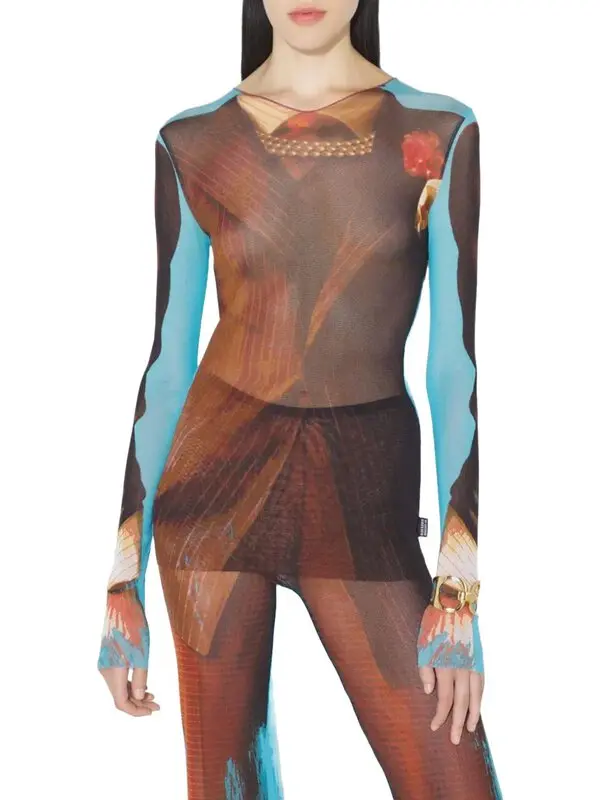 JEAN PAUL GAULTIER Mesh Print Top - Multicolor