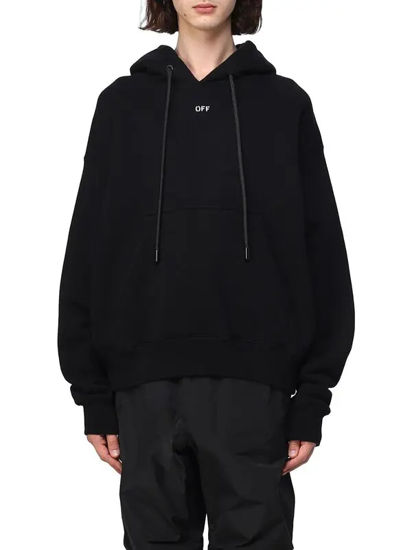 Off-White Cotton Hoodie - Black