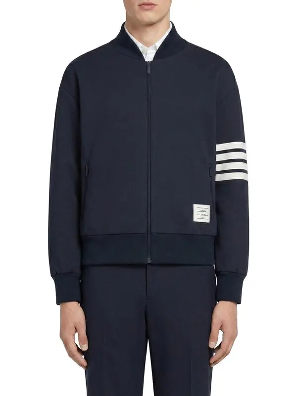 Thom Browne 4-bar Viscose Blend Bomber Jacket - Blue
