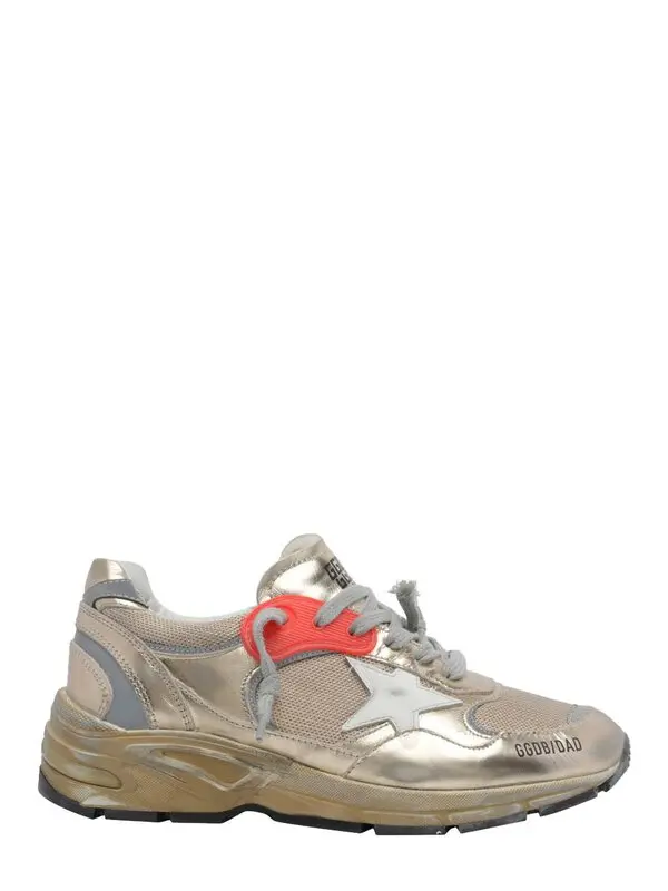 GOLDEN GOOSE Dad Star Sneakers In Mesh And Laminated Leather - Silver