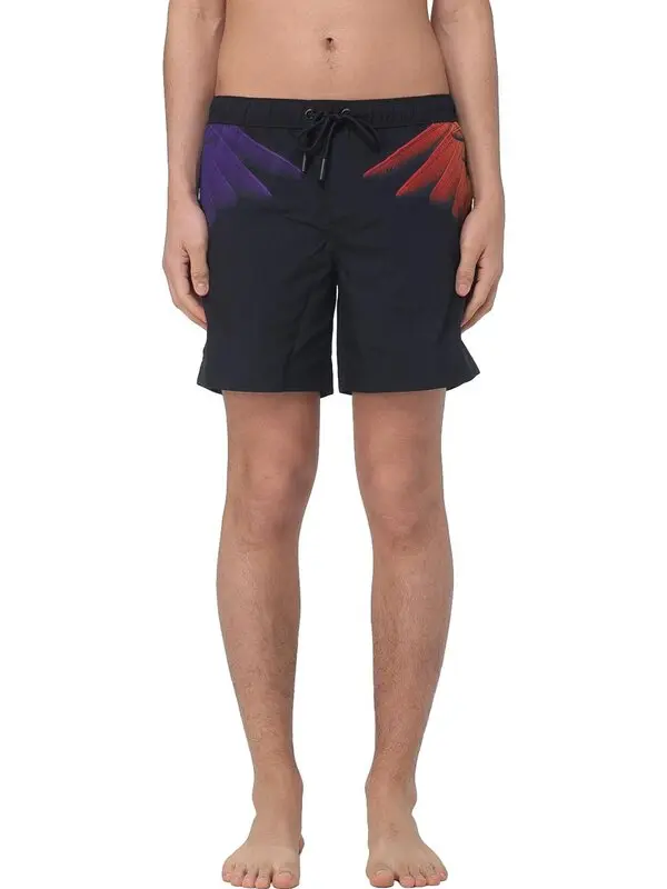 COUNTY OF MILAN Graphic Print Swim Shorts - Black