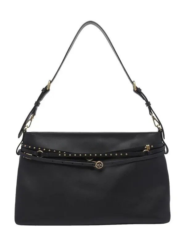 Pinko Leather Belt Bag With Stud Embellishments - Black