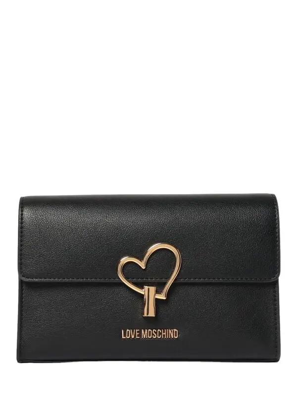 Moschino Faux Leather Crossbody Bag With Heart Detail - Black