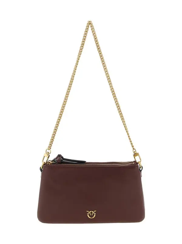 Pinko Leather Mini Bag With Metal Chain Strap - Red