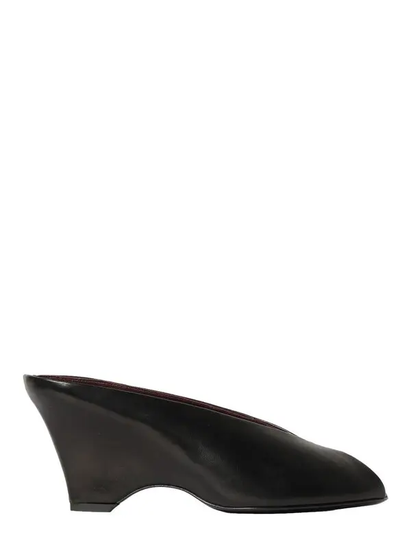 Khaite Leather Wedge Mule Sandals - Black