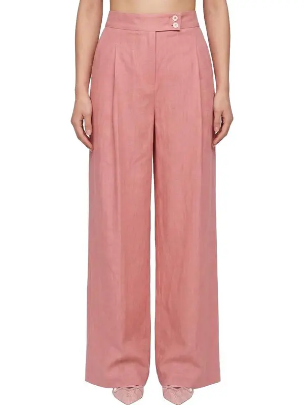 Eleventy Linen Palazzo Trousers - Red
