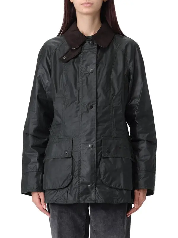 Barbour Beadnell Waxed Cotton Jacket With Velvet Collar - Sage