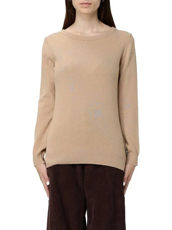 Barbour Crew Neck Sweater With Plaid Elbow Patches - Camel