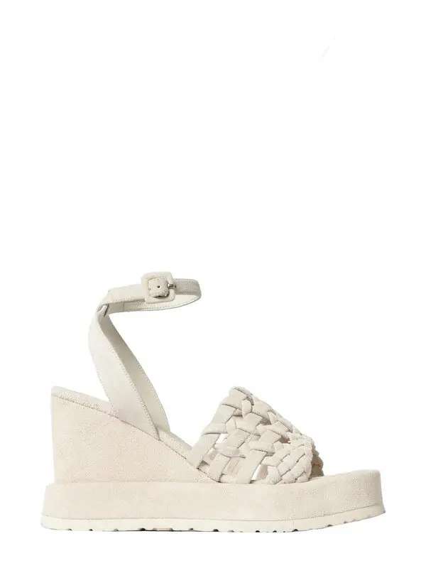 PALOMA BARCELO Woven Suede Wedge Sandals - White
