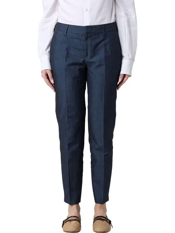 PT TORINO Tailored Cotton And Linen Pants - Blue