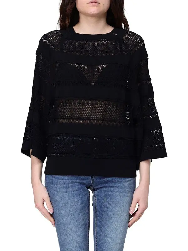 Liu Jo Perforated Viscose Top - Black
