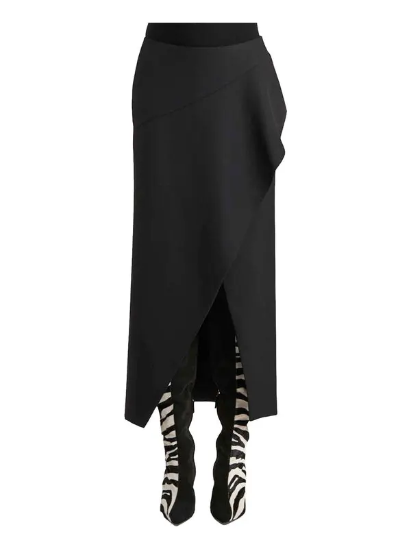 Khaite Asymmetrical Draped Midi Skirt - Black