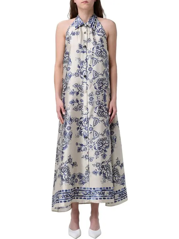 Liu Jo Satin Shirt Dress With Ethnic Print - Multicolor