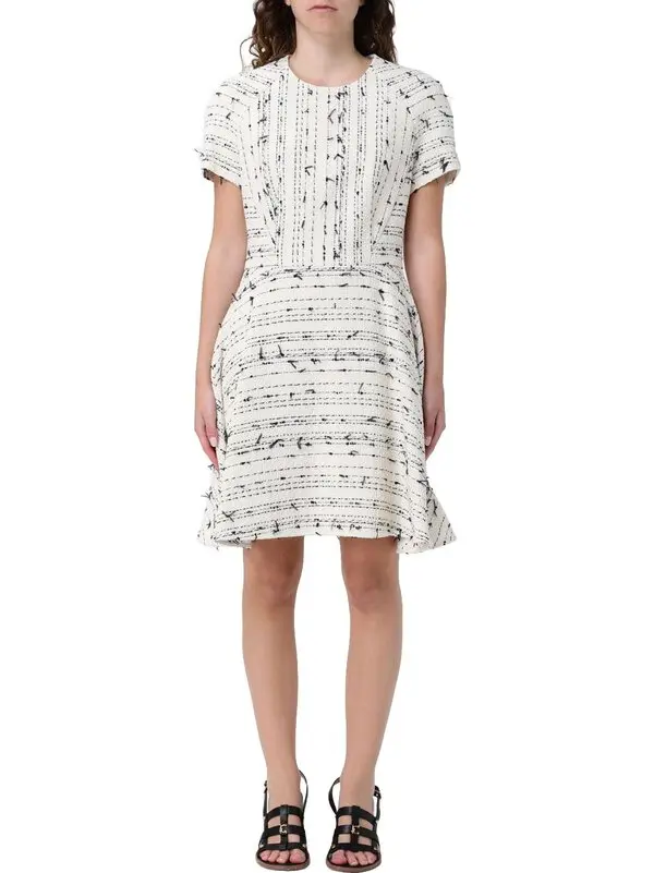 BOSS Cotton Blend Abstract Print Mini Sheath Dress - Multicolor
