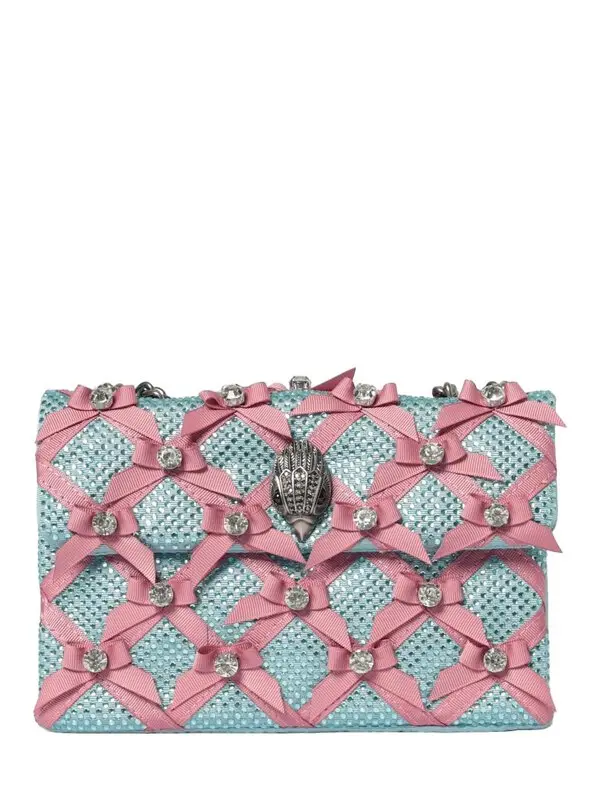 Kurt Geiger Kensington Bag In Satin With Hearts And Rhinestones - Blue